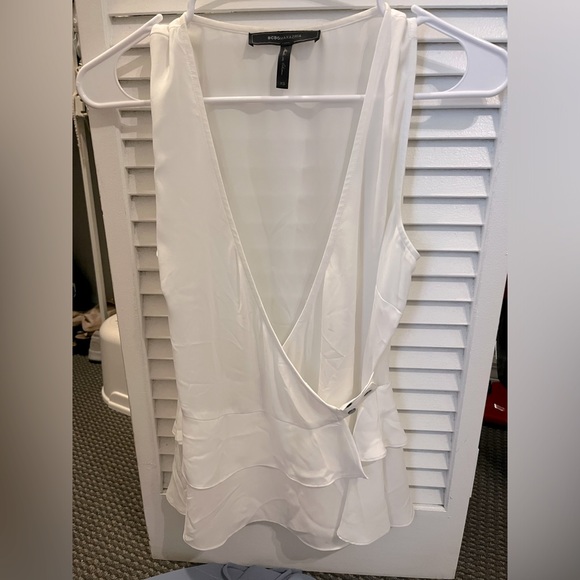 BCBGMaxAzria | Tops | Bcbgmaxazria White Wrap Top | Poshmark